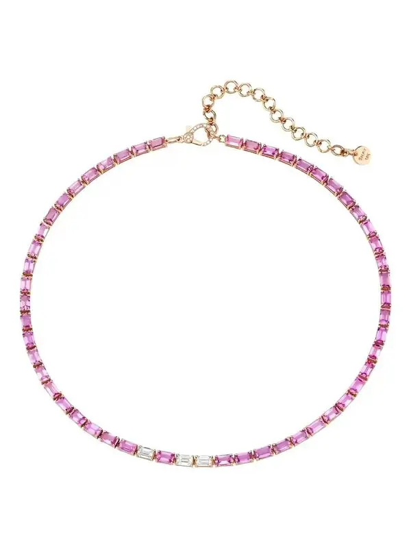 Shay 18k Rose Pink Sapphire And Diamond Tennis Necklace - Gold