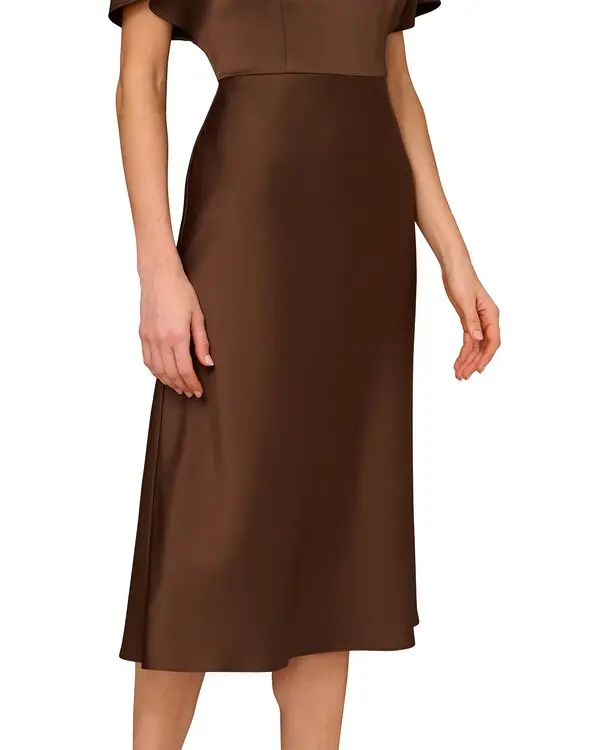 Buy Aidan Mattox Crepe Back Satin Midi Dress - Espresso At 30% Off |  Editorialist