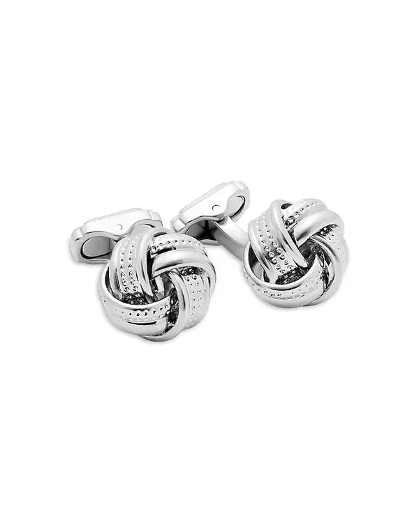 THOMPSON OF LONDON Satin Dot Knot Cufflinks - Silver