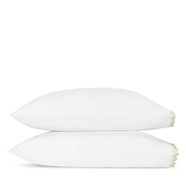 MATOUK Stella Scalloped Embroidered King Pillowcase, Pair - Champagne