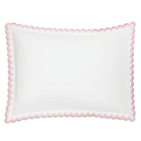 MATOUK Stella Scalloped Embroidered King Sham - Pink
