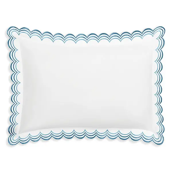 MATOUK Stella Scalloped Embroidered Boudoir Sham - Hazy Blue
