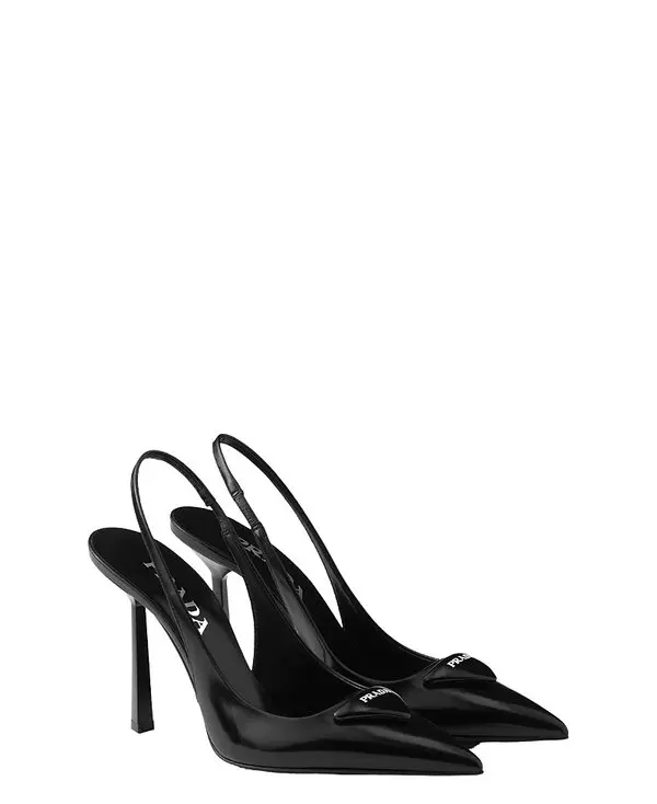 Prada Brushed Leather Slingback Pumps