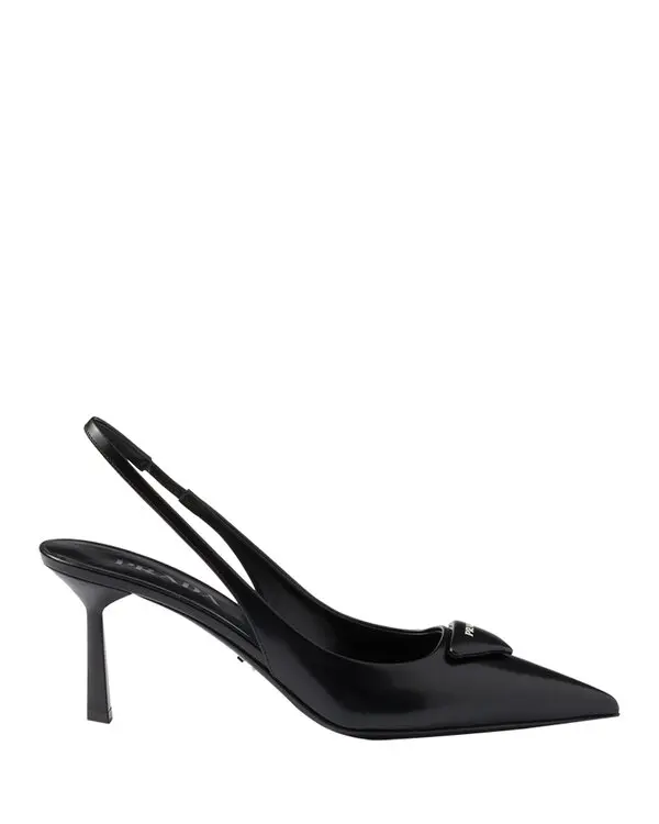 Prada Brushed Leather Slingback Pumps