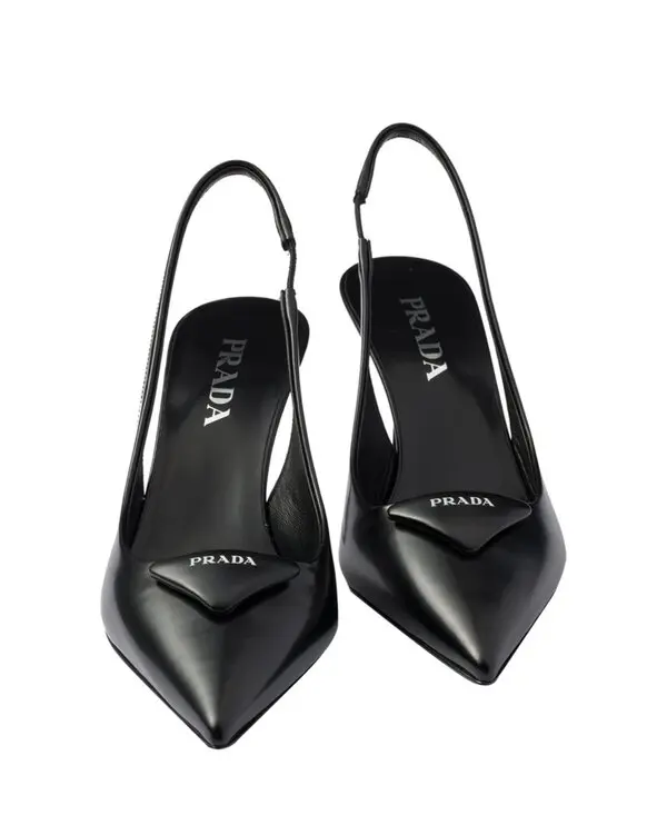 Prada Brushed Leather Slingback Pumps