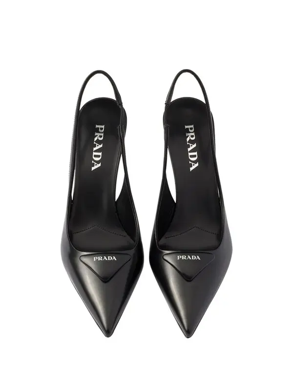 Prada Brushed Leather Slingback Pumps