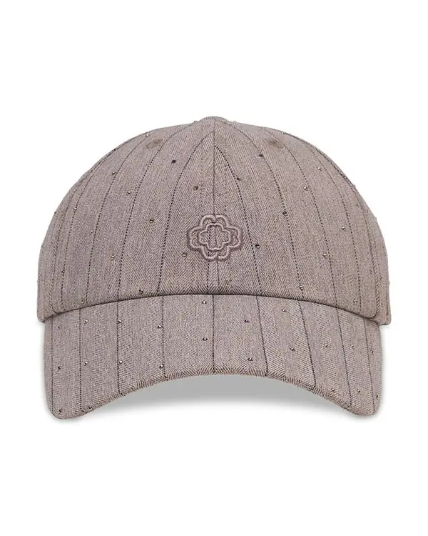 Maje Studded Striped Cap - Light Grey