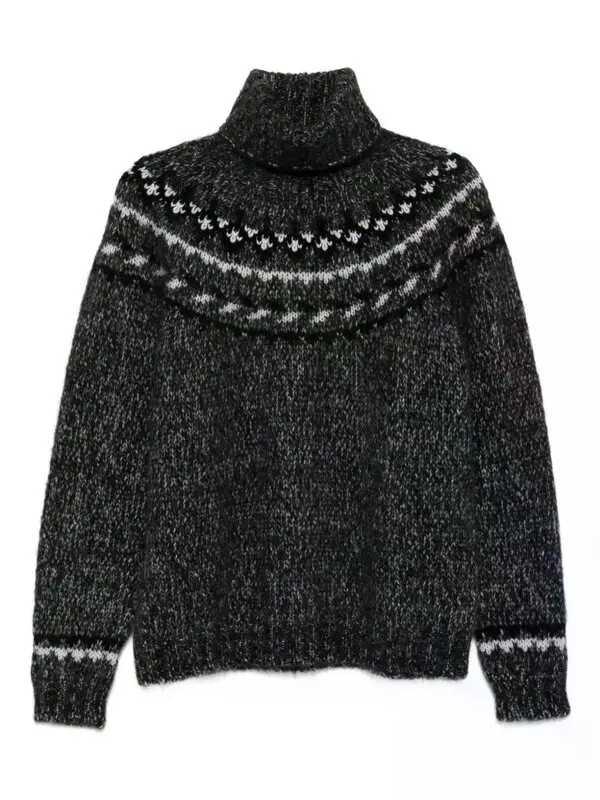 P.a.r.o.s.h Laila High-neck Patterned Sweater - Grey