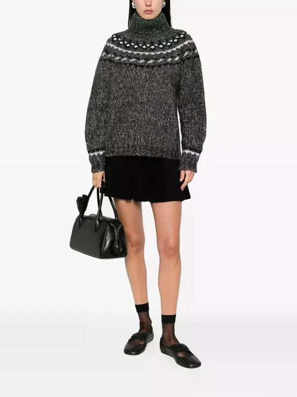 P.a.r.o.s.h Laila High-neck Patterned Sweater - Grey