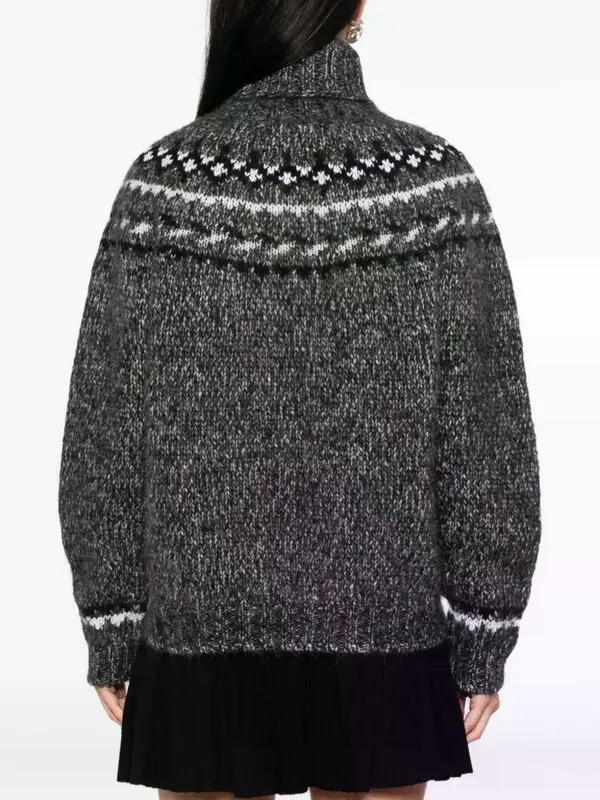 P.a.r.o.s.h Laila High-neck Patterned Sweater - Grey