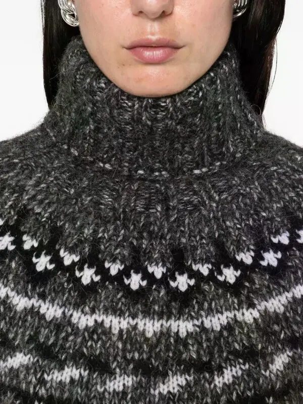 P.a.r.o.s.h Laila High-neck Patterned Sweater - Grey