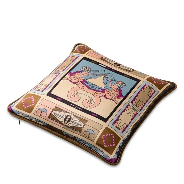 KUTNIA Zeugma Silk Printed Decorative Pillow, 18x 18 - Gold