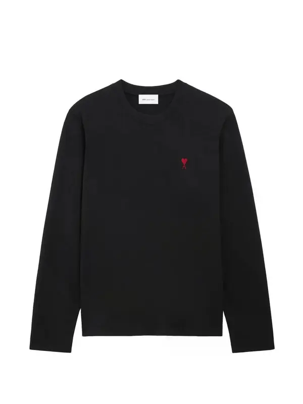 AMI Paris De Coeur Organic Cotton Long-sleeve T-shirt - Black