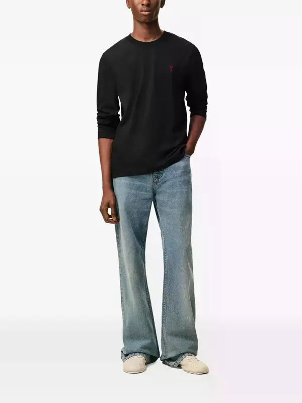 AMI Paris De Coeur Organic Cotton Long-sleeve T-shirt - Black