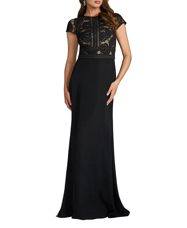 Tadashi Shoji Catrine Lace Bodice Gown - Black/nude