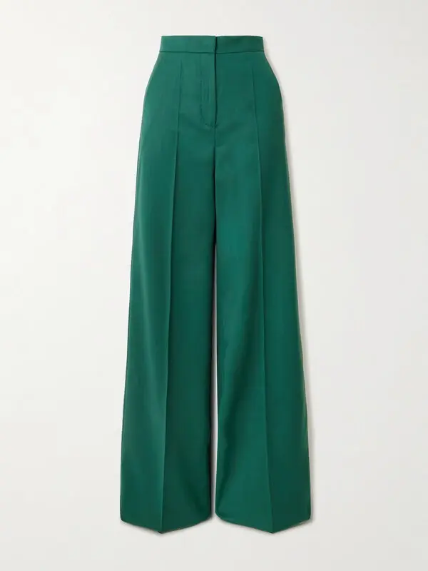 Max Mara Fernet Embroidered Wide-leg Pants - Green