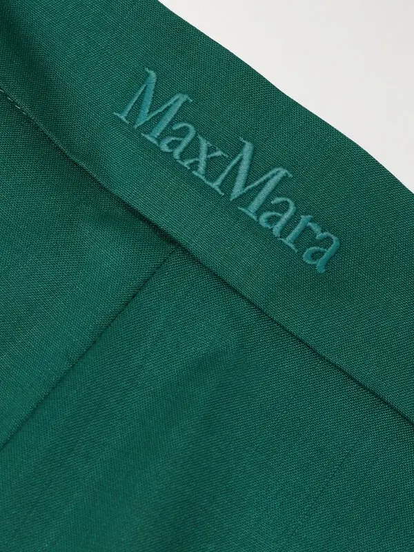 Max Mara Fernet Embroidered Wide-leg Pants - Green