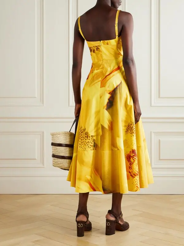 Tory Burch Printed Cotton-Blend Poplin Midi Dress In Yellow - 60% Off |  Editorialist