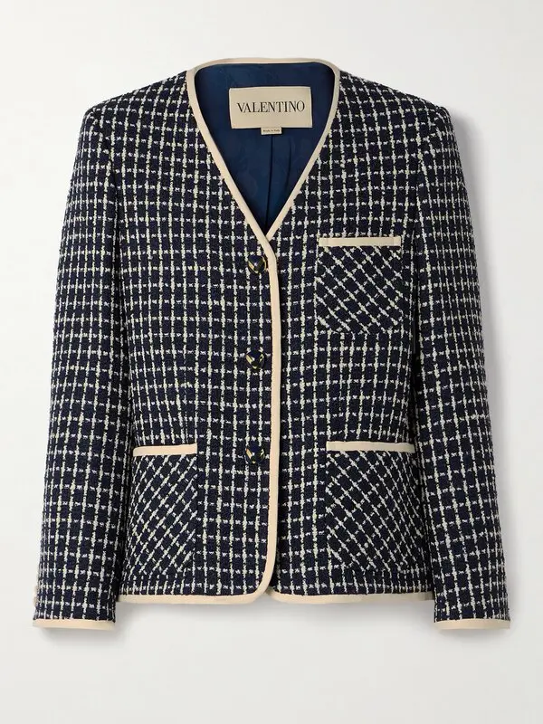 Valentino Garavani Crepe-trimmed Tweed Jacket - Blue