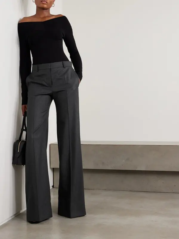 Stella McCartney Wool-felt Flared Trousers - Gray