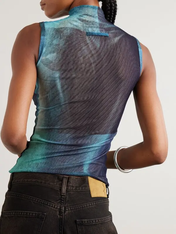 JEAN PAUL GAULTIER Printed Tulle Tank