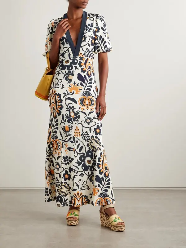 La DoubleJ Marlene Silk-crepe Maxi Dress - Multi