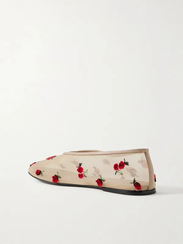 Khaite Marcy Embroidered Mesh Ballet Flats