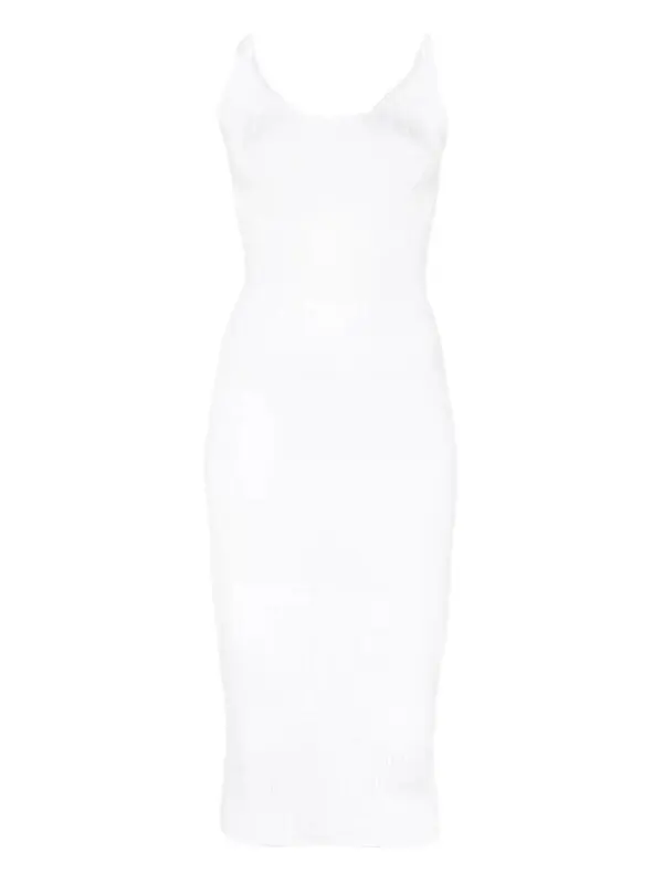 MUGLER Ribbed Midi Dress - White