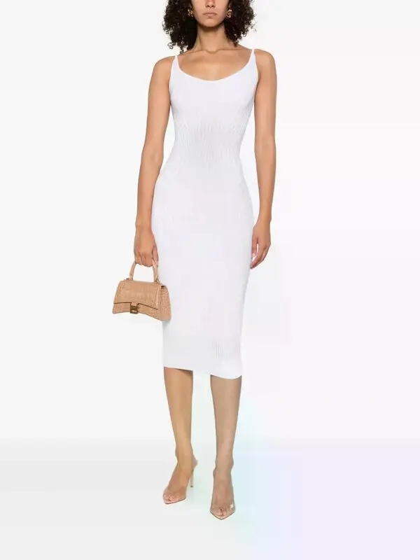 MUGLER Ribbed Midi Dress - White