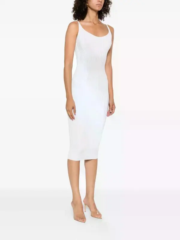 MUGLER Ribbed Midi Dress - White