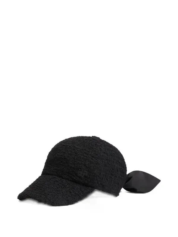Patou Tweed Baseball Cap With Bow - Black