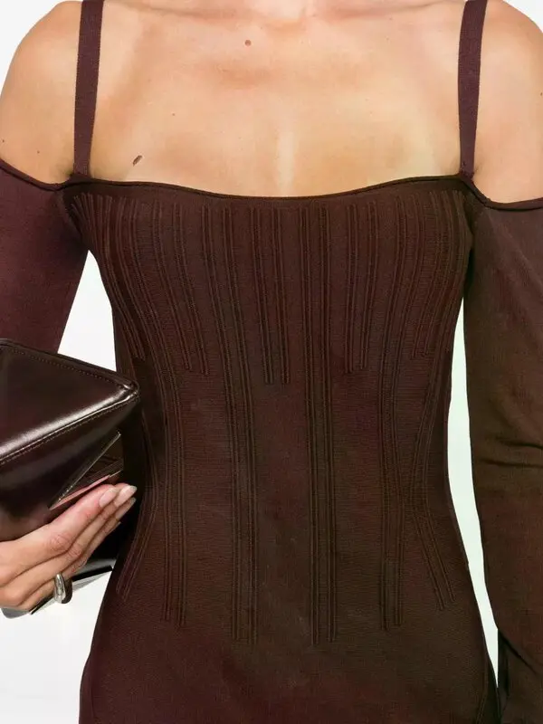 MUGLER Boning-detail Midi Dress - Red