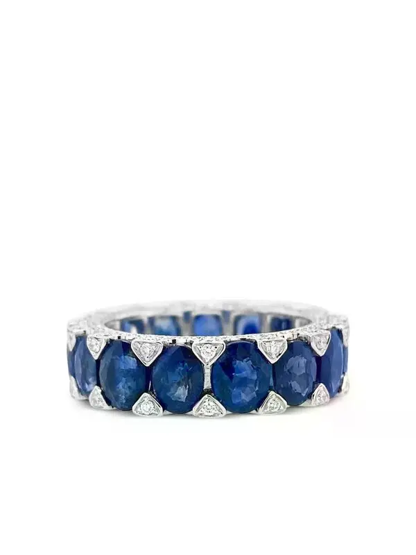 HYT JEWELRY 18k White Gold Sapphire And Diamond Eternity Ring - Silver