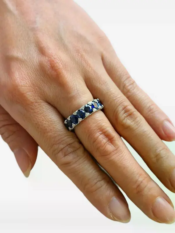 HYT JEWELRY 18k White Gold Sapphire And Diamond Eternity Ring
