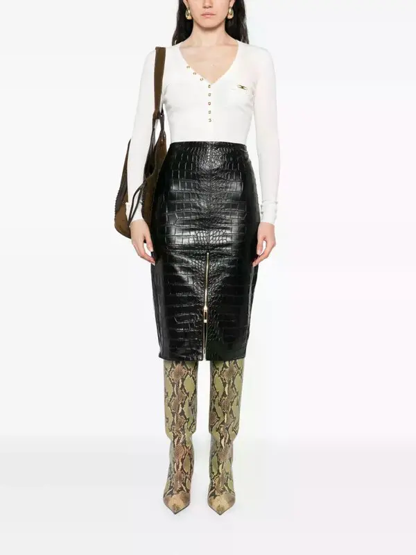 Elisabetta Franchi Button-detailed Ribbed Top