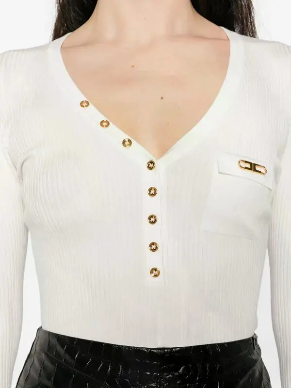 Elisabetta Franchi Button-detailed Ribbed Top