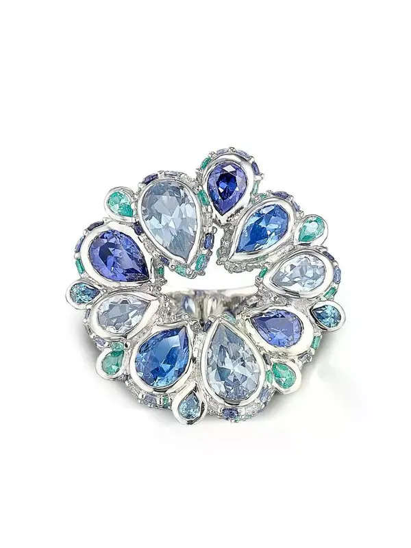 ANABELA CHAN 18kt White Gold Panettone Ring - Blue