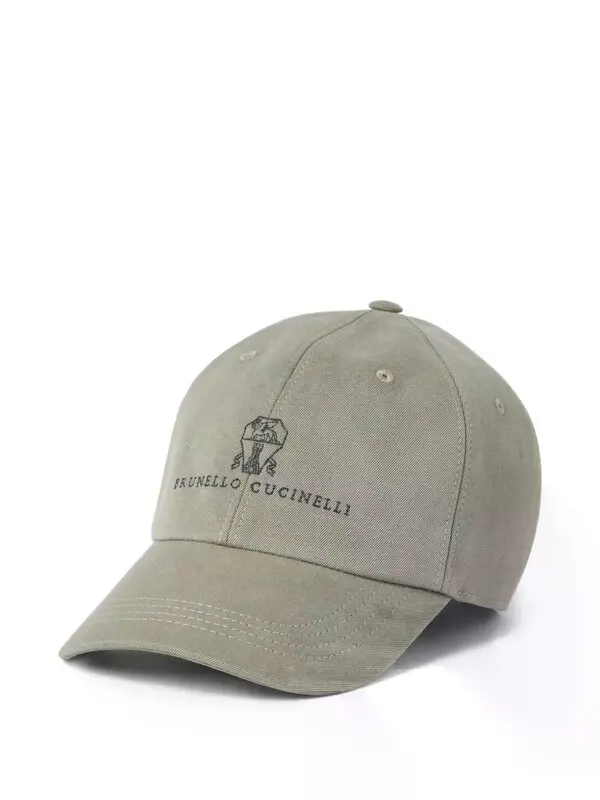 Brunello Cucinelli Embroidered Cotton Baseball Cap - Green