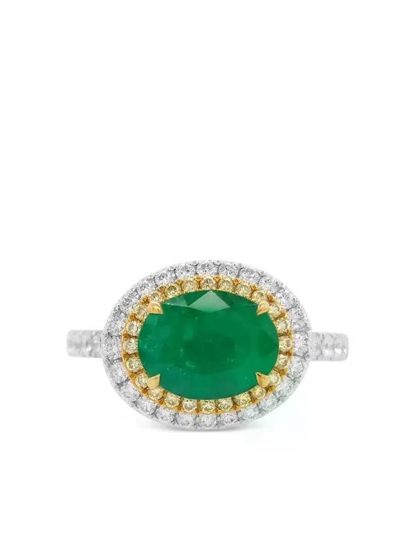 HYT JEWELRY 18k White Gold Emerald And Diamond Ring