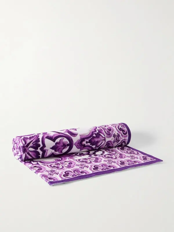 Dolce & Gabbana Printed Cotton-terry Beach Towel - Purple