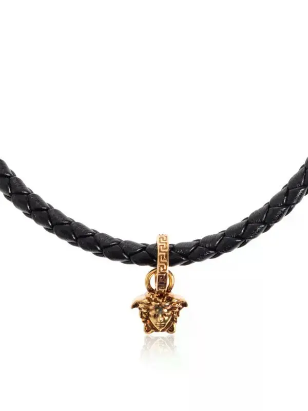 Versace Braided Leather Medusa Necklace
