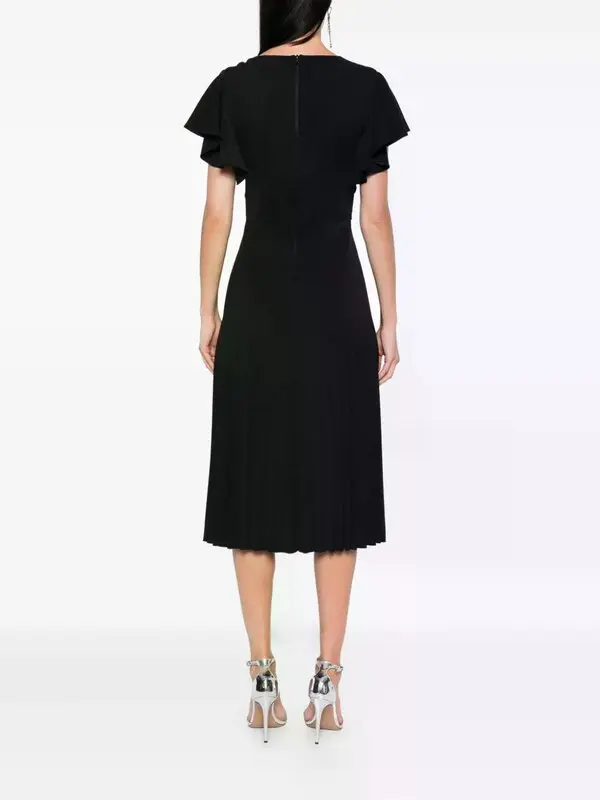 NISSA Pleated Ruffle Midi Dress