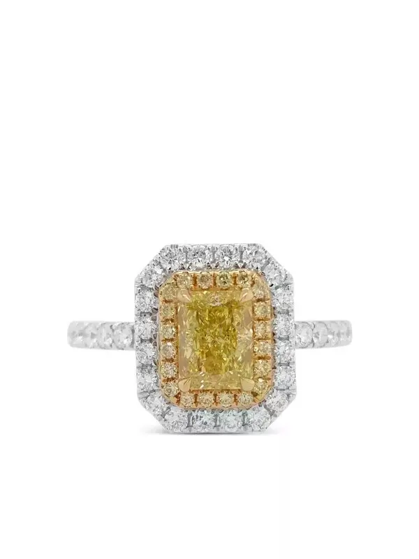 HYT JEWELRY 18k White Gold Diamond Halo Ring - Silver