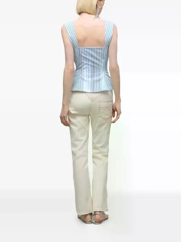 AREA Striped Grommet Corset Top - Blue