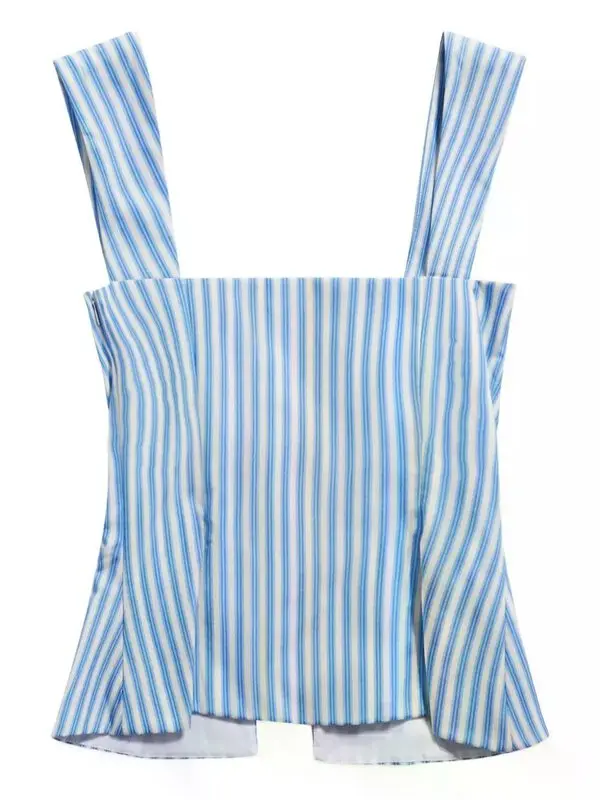 AREA Striped Grommet Corset Top - Blue