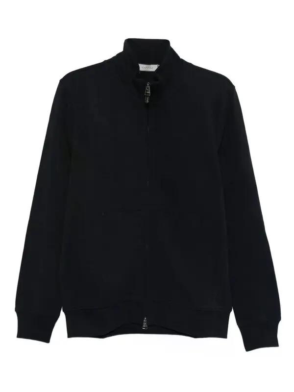 Canali Zip-up Cotton Sweatshirt - Blue