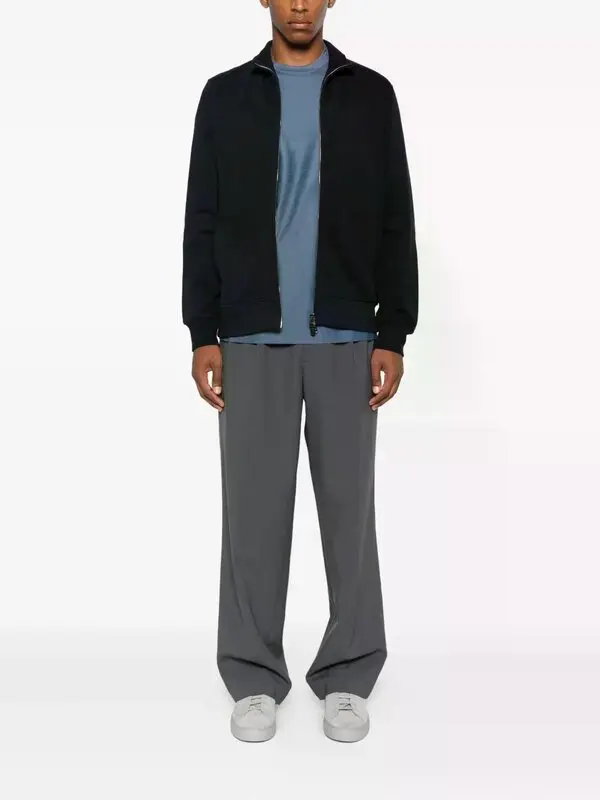Canali Zip-up Cotton Sweatshirt - Blue