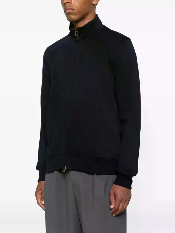 Canali Zip-up Cotton Sweatshirt - Blue