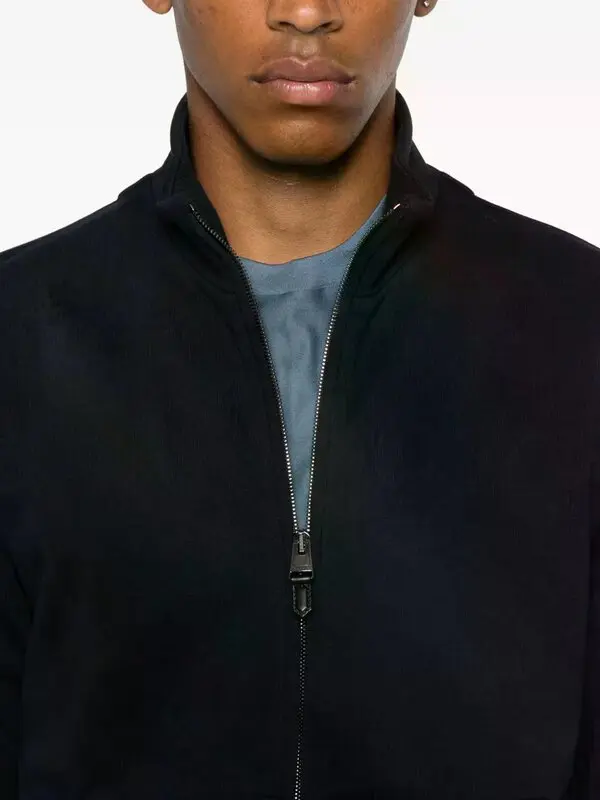 Canali Zip-up Cotton Sweatshirt - Blue