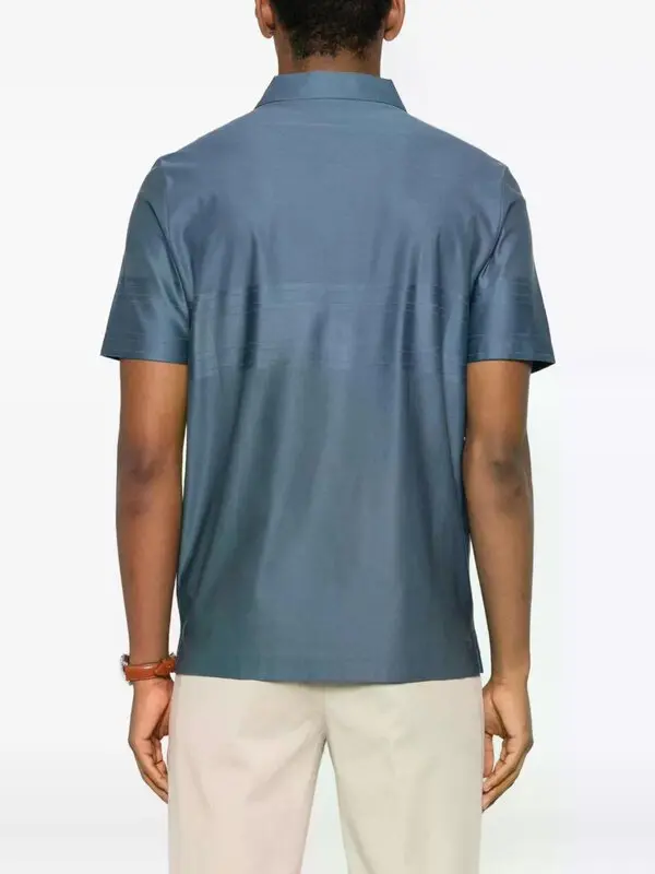 Canali Stripe-detail Polo Shirt - Blue